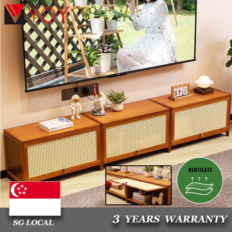 YOY TV cabinet Simple Modern Bamboo Consoles TV Cabinet Tea Coffee Side ...