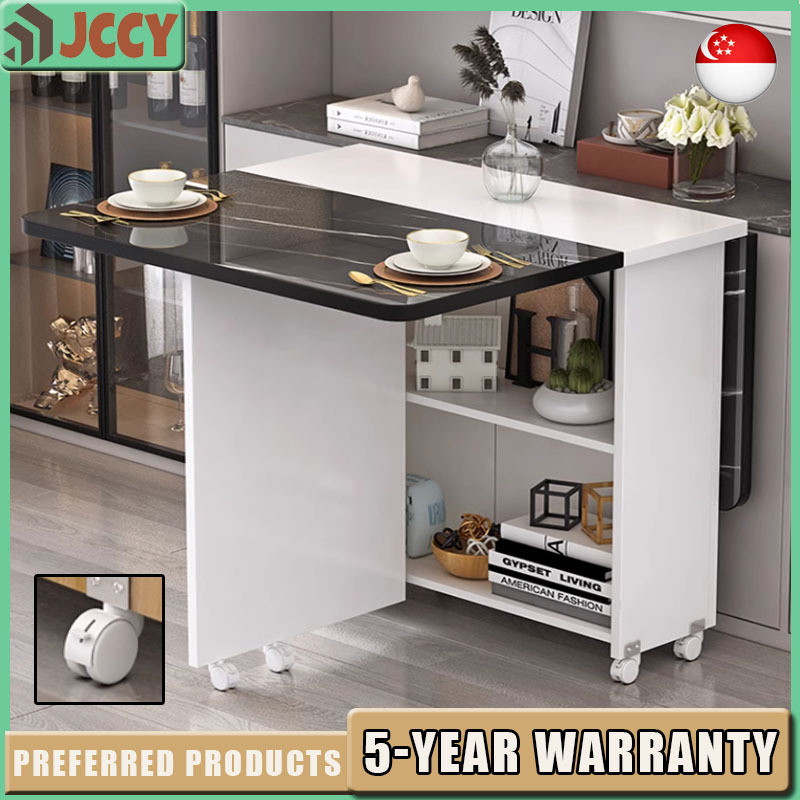 JCCY Folding Dining Tables Small Rectangular Small-sized Movable Pulley ...