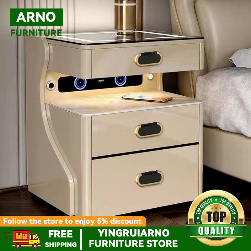 Intelligent Bedside Table with Safe Box Home Bedroom Multi-functional ...