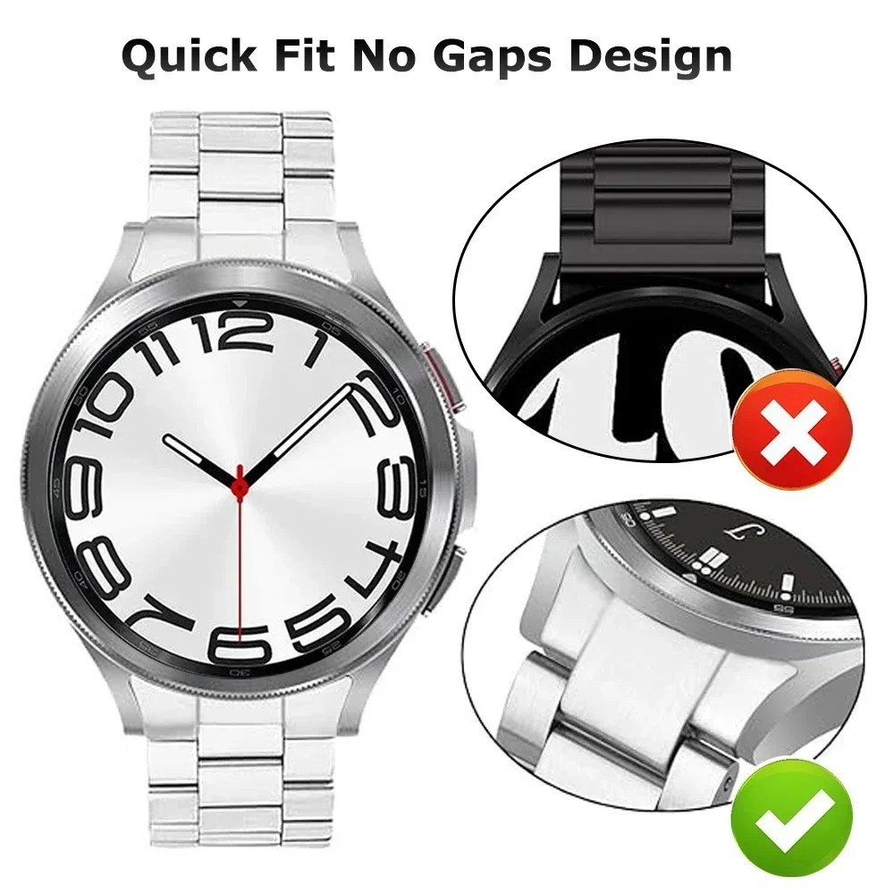 Stainless Steel No Gaps Band For Samsung Galaxy Watch FE 7 6 4 40 44mm ...