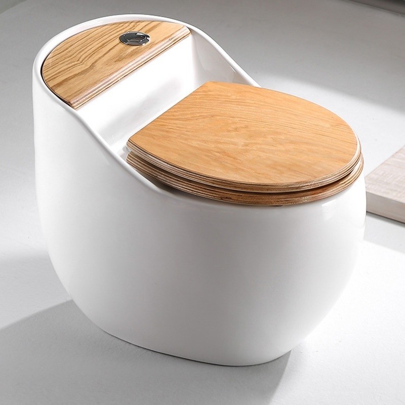 Toilet Bowl Wood Grain Gongcai Egg Toilet Siphon Style Household Small ...