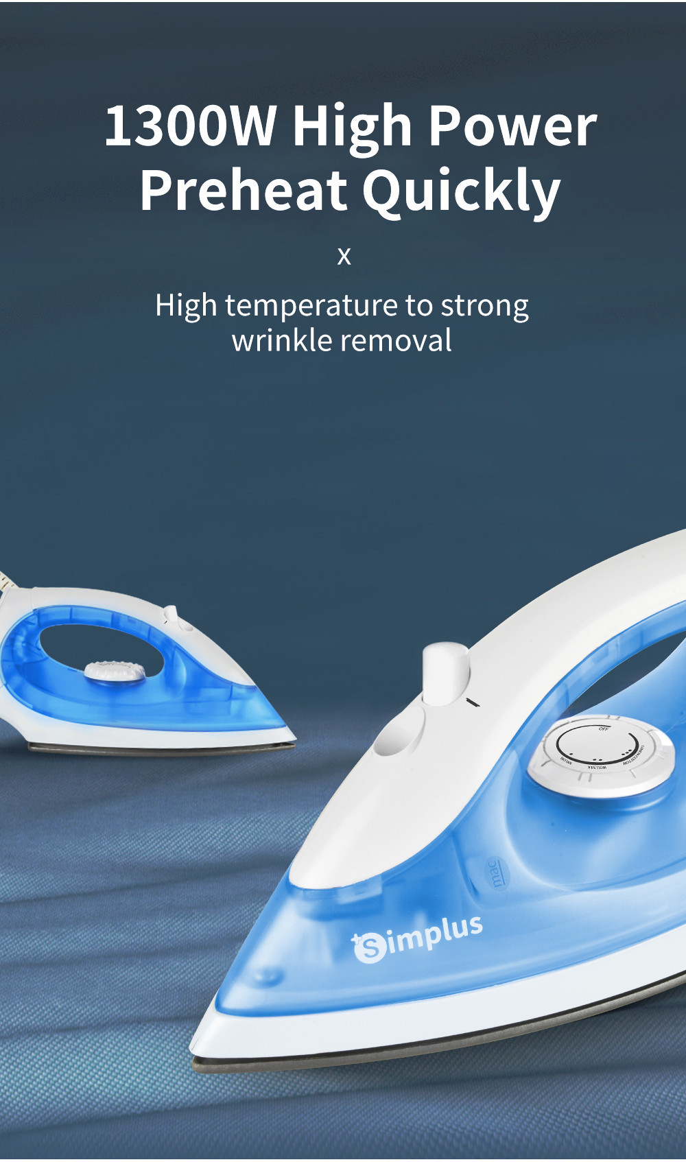 Simplus Electric Steam Iron Garment Steamer 110ml 1300W Portable ...