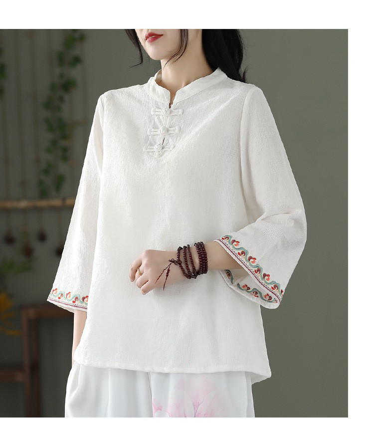Chinese Style Top Hanfu Top Women's Shirt Cotton Linen Jacquard ...