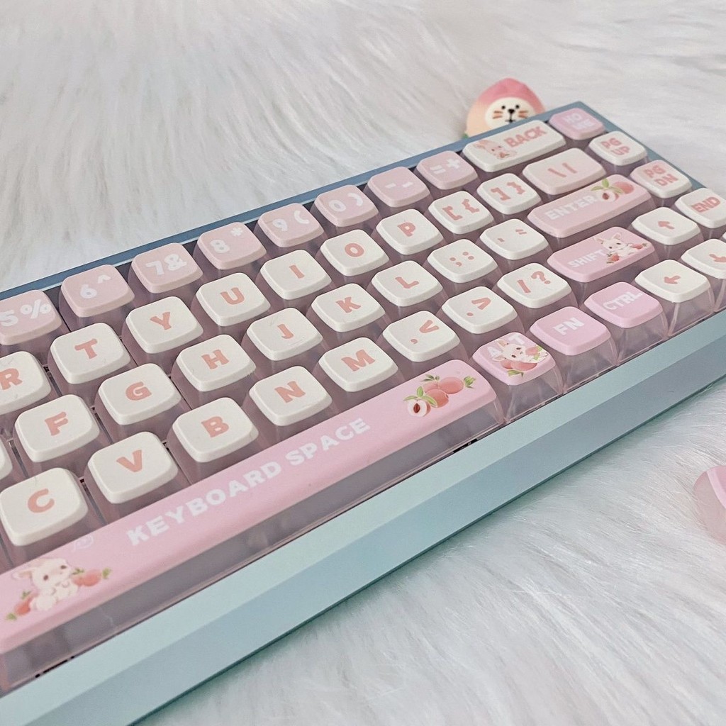 Peach Rabbit Keycaps SAX Profile DYE-SUB Four Sided Shine Through Cute ...