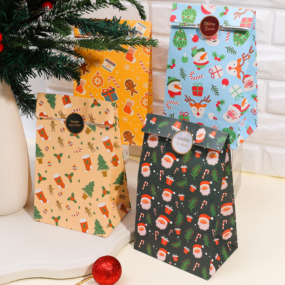 12Pcs Xmas Candy Wrapping Paper Bag Christmas Gift Snack Bags with ...