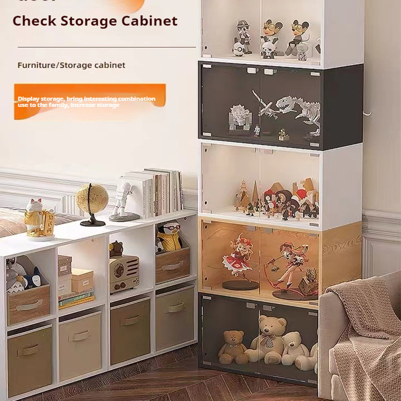 UUUA Storage Cabinet Transparent Display Bookshelf Combination Floor ...