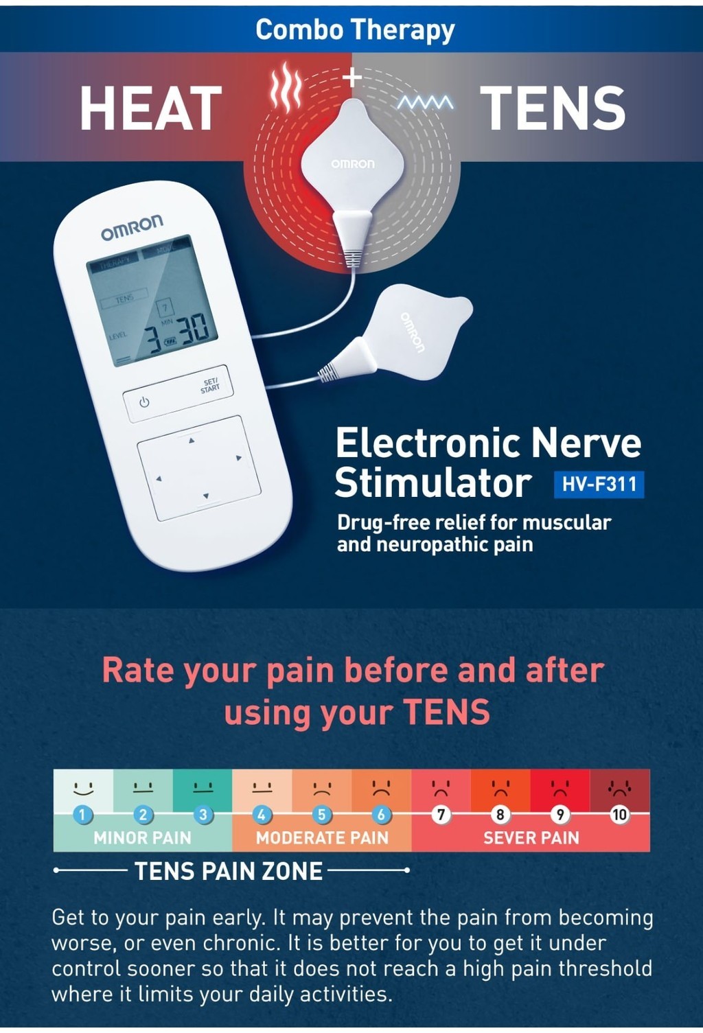 OMRON Electronic Nerve Stimulator (HEAT + TENS) HV-F311 | Shopee Singapore