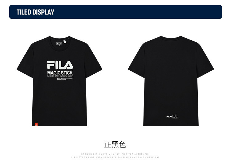 FILA CORE Men's WHITE LINE ORIGINALE Short Sleeve T-shirt in Black ...