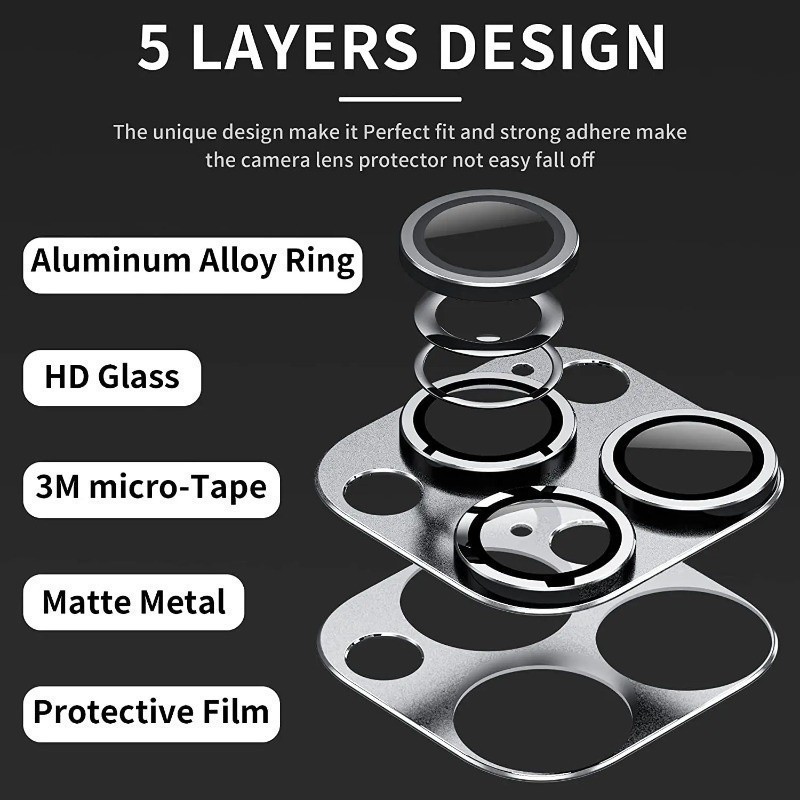 Titanium Color Metal Ring Camera Protector Cap for IPhone 13 14 15 Pro ...