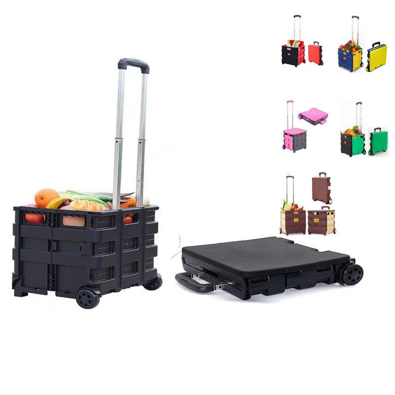 Foldable Trolley Large Capacity Shopping Boot Cart Collapsible Utility ...