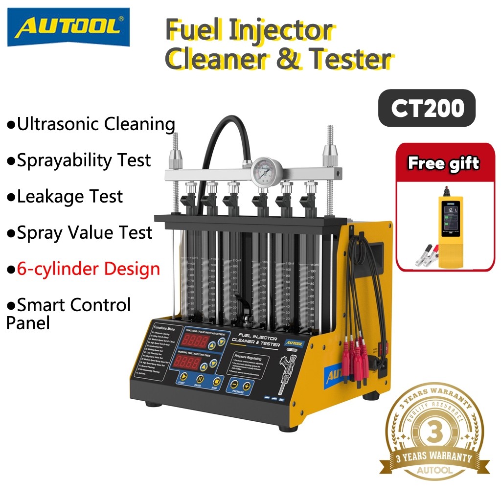 AUTOOL 3 year warranty CT200 injector cleaning car fuel 6 cylinder ultrasonic cleaner (free 6 ...