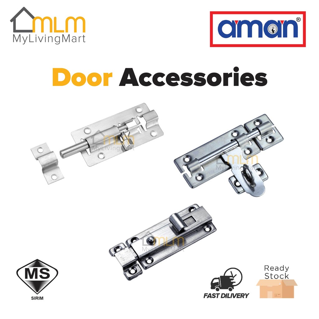 AMAN Stainless Steel Door Bolts Latch Slug Sliding Door Lock Door Slide ...