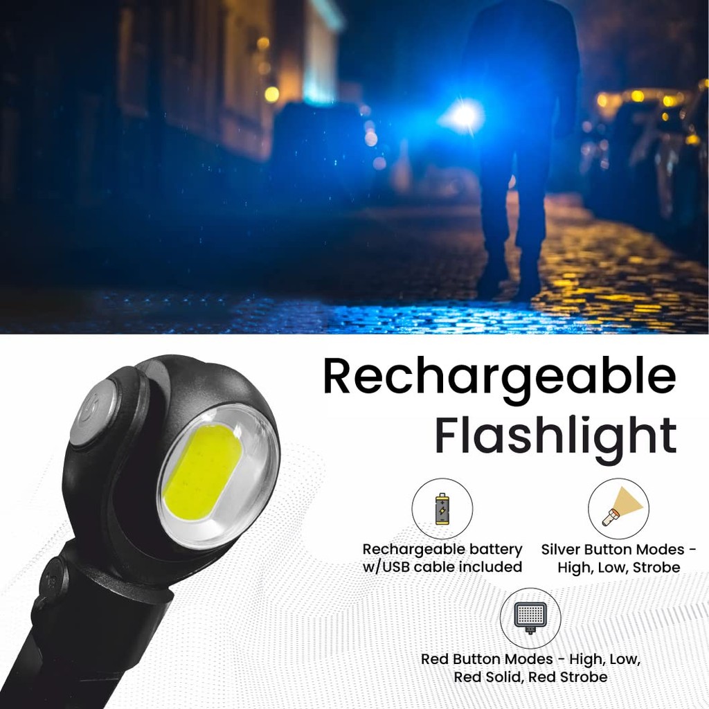 360° Rotating Magnet Flashlight Portable COB LED Torchlight USB ...