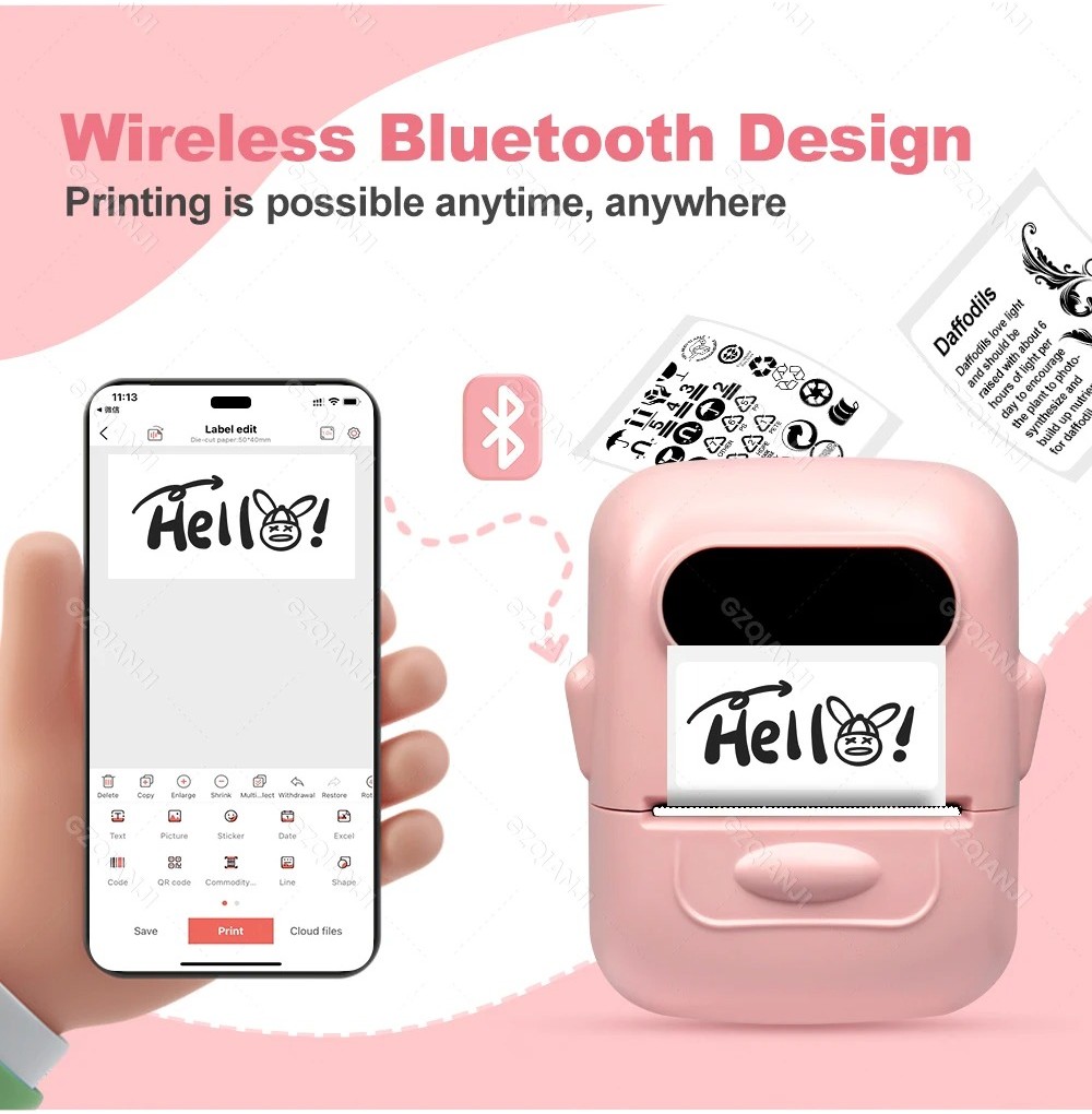 Mini Label Printer P5 Barcode Label Printer Labeling Maker Machine Mini ...