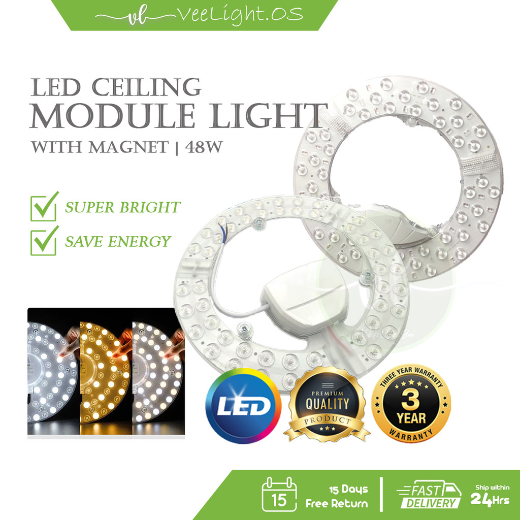 48W ROUND LED MODULE LIGHT CIRCULAR TUBE REPLACEMENT MAGNETIC CEILING ...