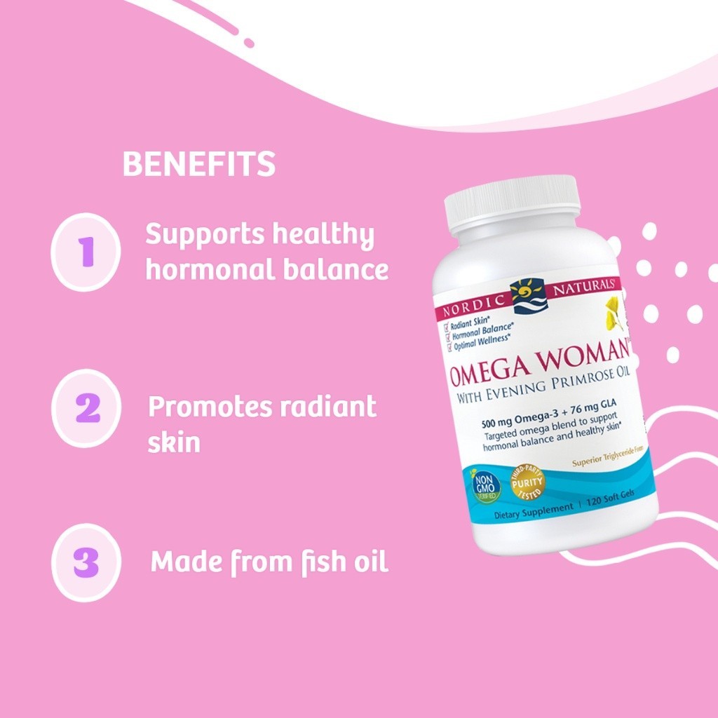 Nordic Naturals Omega Woman with Evening Primrose Oil 500mg Omega 3 ...