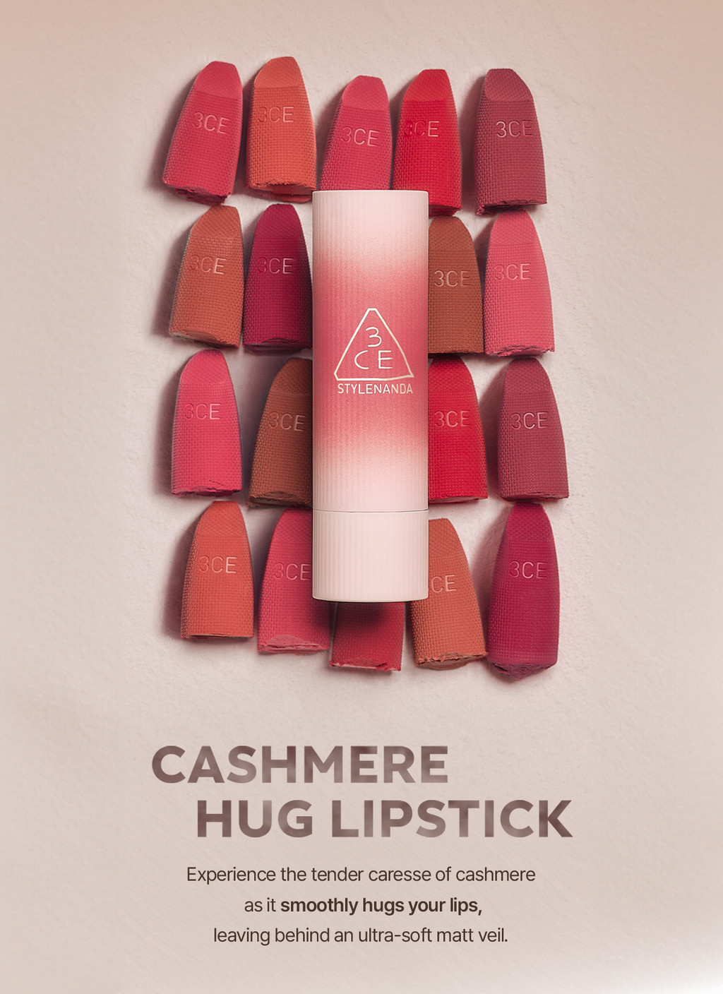 3CE Cashmerehug Lipstick, Ultra-soft matte lipstick, blur lip lines ...
