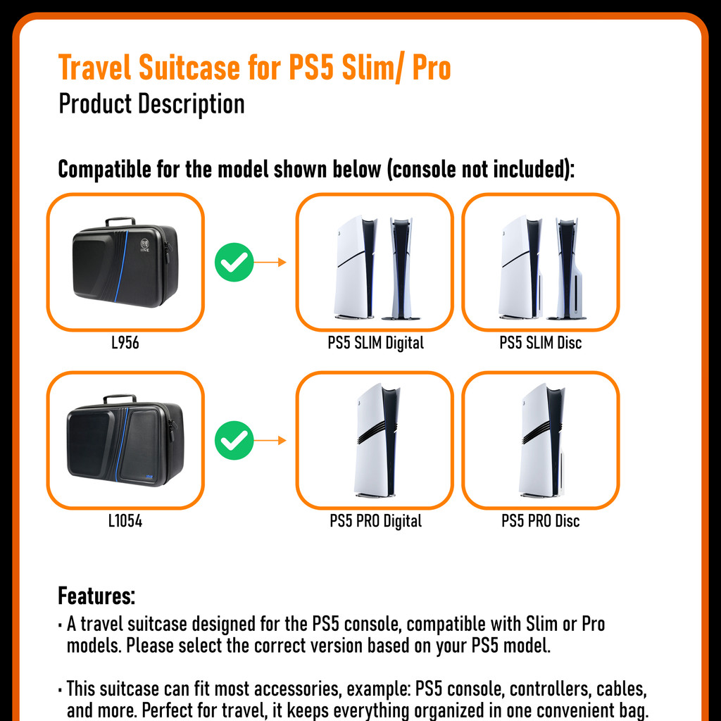 IINE 良值 PS5 SLIM / PRO Console Carrying Travel Bag Protection PS5 ...