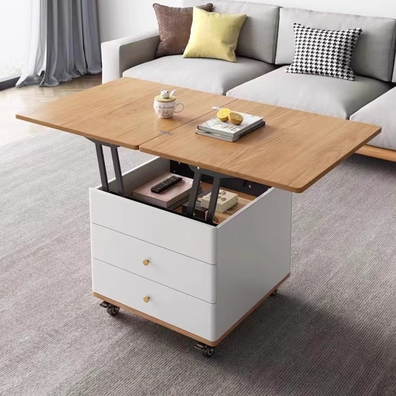 Mobile Lifting Coffee Table Wooden Dining Table Multifunctional Folding ...