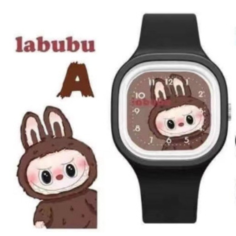 Labubu Sanrio Cartoon Girls Women's Square Silicone Watch Quartz Watch ...