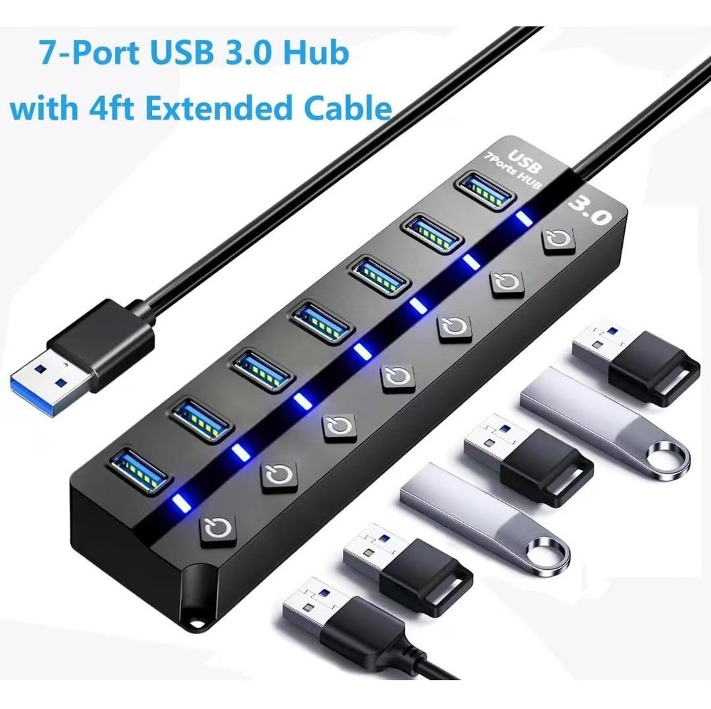 Usb 3.0 4 Ports 7 Ports Usb Hub 3.0 High Speed 5gbps Usb Splitter Adapter Switch Hub for Laptop ...
