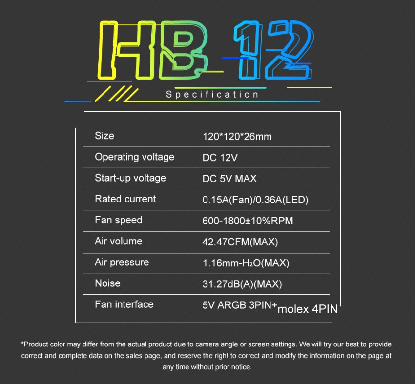 Segotep HB12 HB-12 ARGB 12CM Casing Fan Black White – 120MM RGB Aura ...