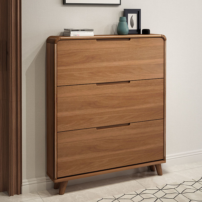 Shoe rack Tipping Bucket Shoe cabinet Locker Ultra-thin Solid Wood ...