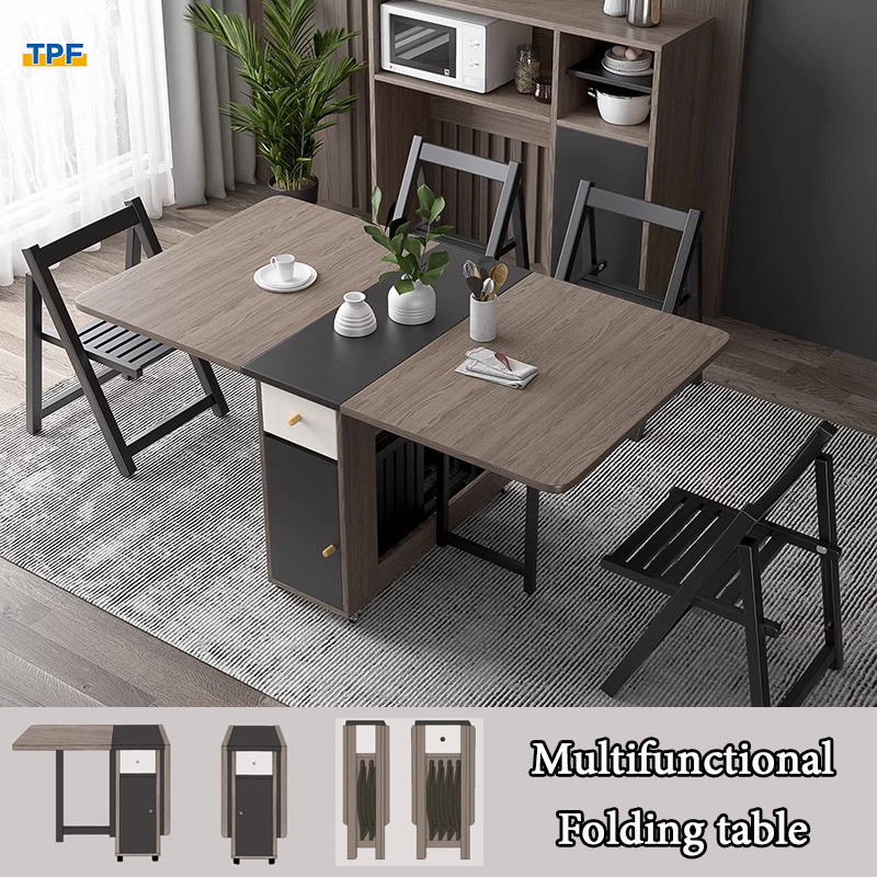 TPF Folding Table Foldable Dining Table Set With Storage In 2 Colors ...