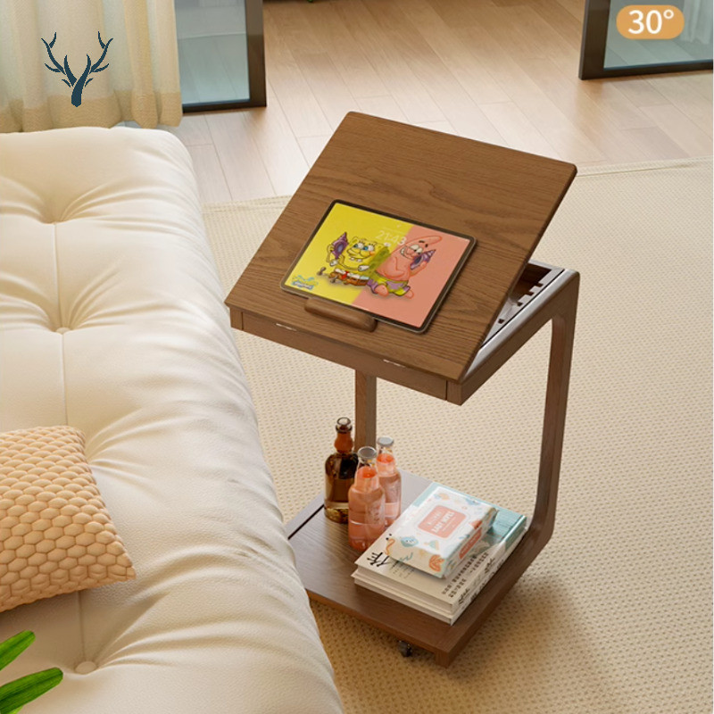 SP Foldable Table Solid Wood Sofa Movable C-shaped Corner Flip Top ...