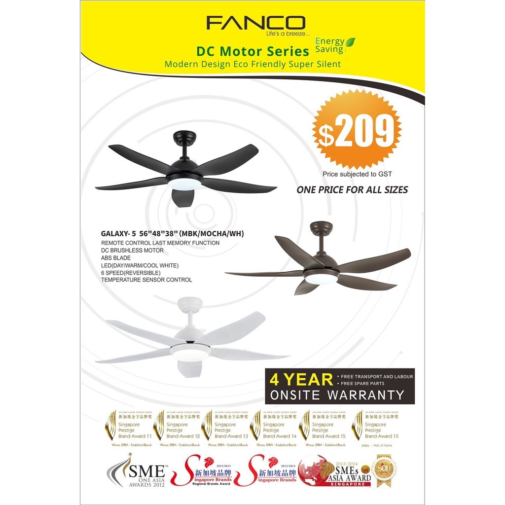 [Fast Cooling] Fanco Galaxy 38/48/56” high-speed ceiling fan for new ...
