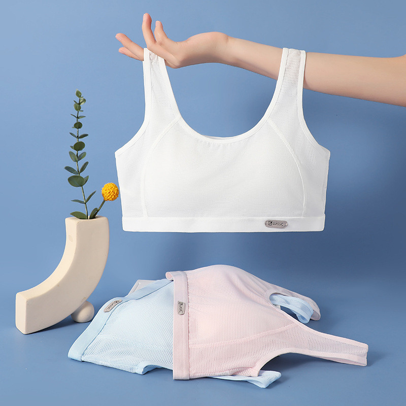6-16Y Developmental student girl bra ultra thin fixed cup wireless tank ...