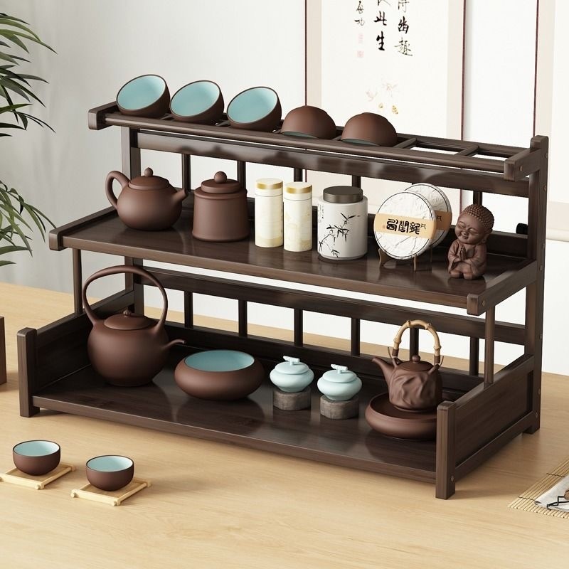 Desktop Storage Small Antique Shelf Table Shelf Tea Cup Teapot Holder ...