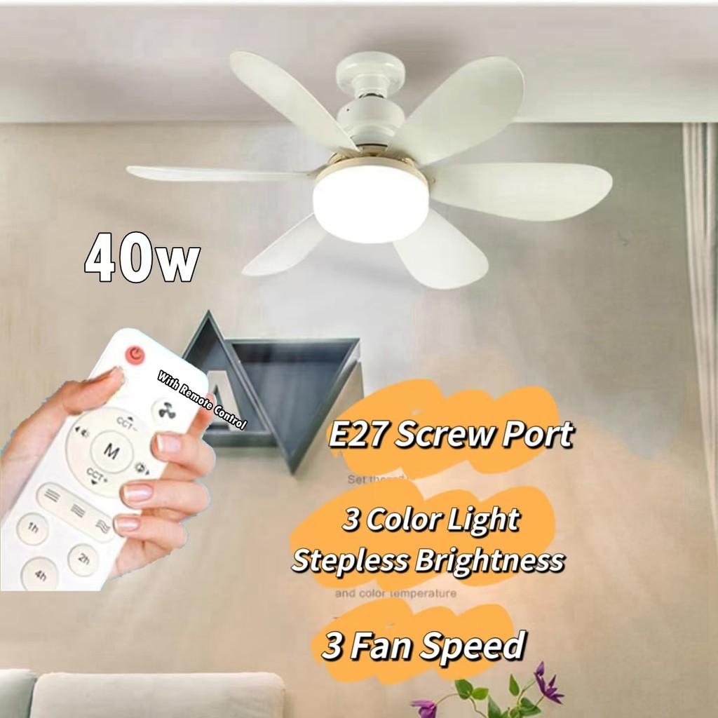 E27 Ceiling Fan Light with Remote Control Ceiling Quiet Modern Fan Lamp ...