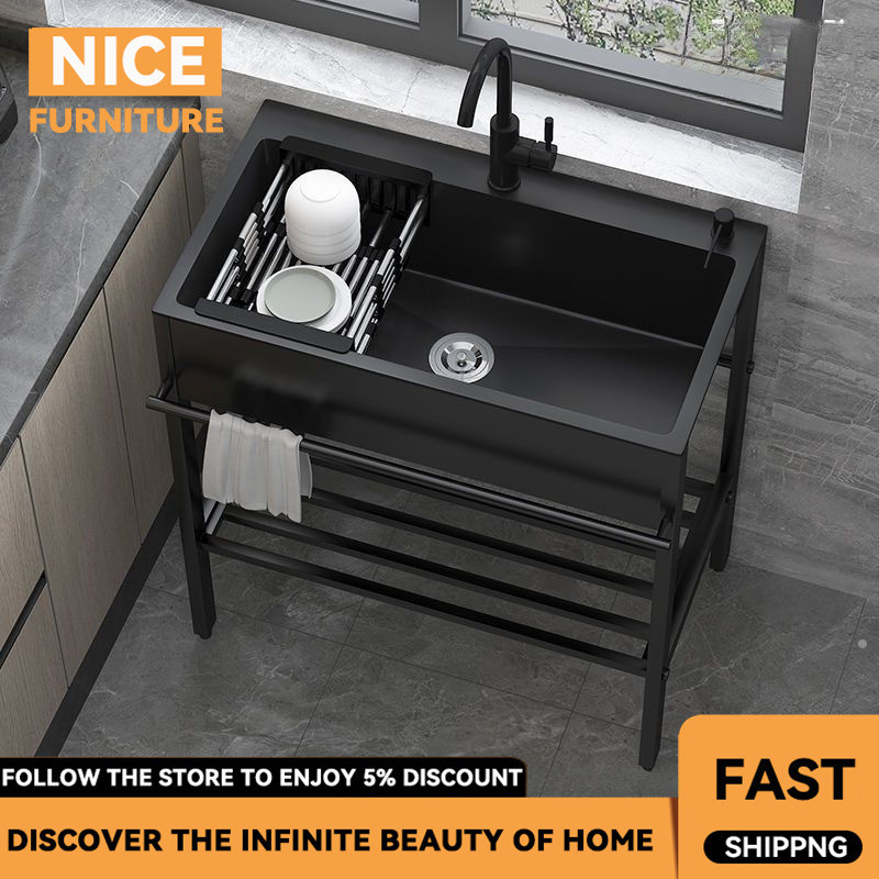Black Minimalist Sink Small Kitchen Dishwashing Sink Household ...