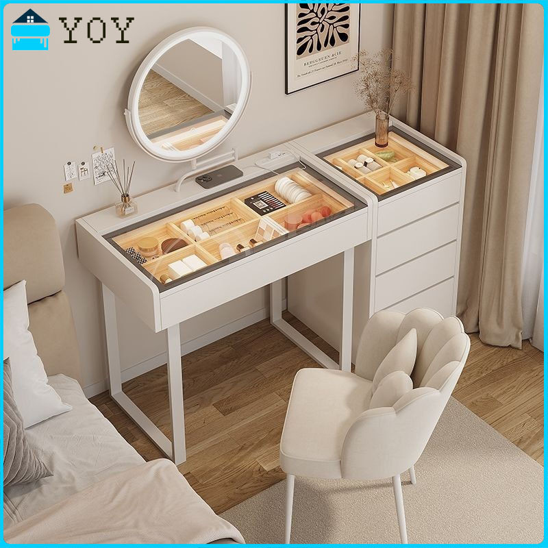 Dressing Table Storage Cabinet High-grade Glass Dressing Table With ...