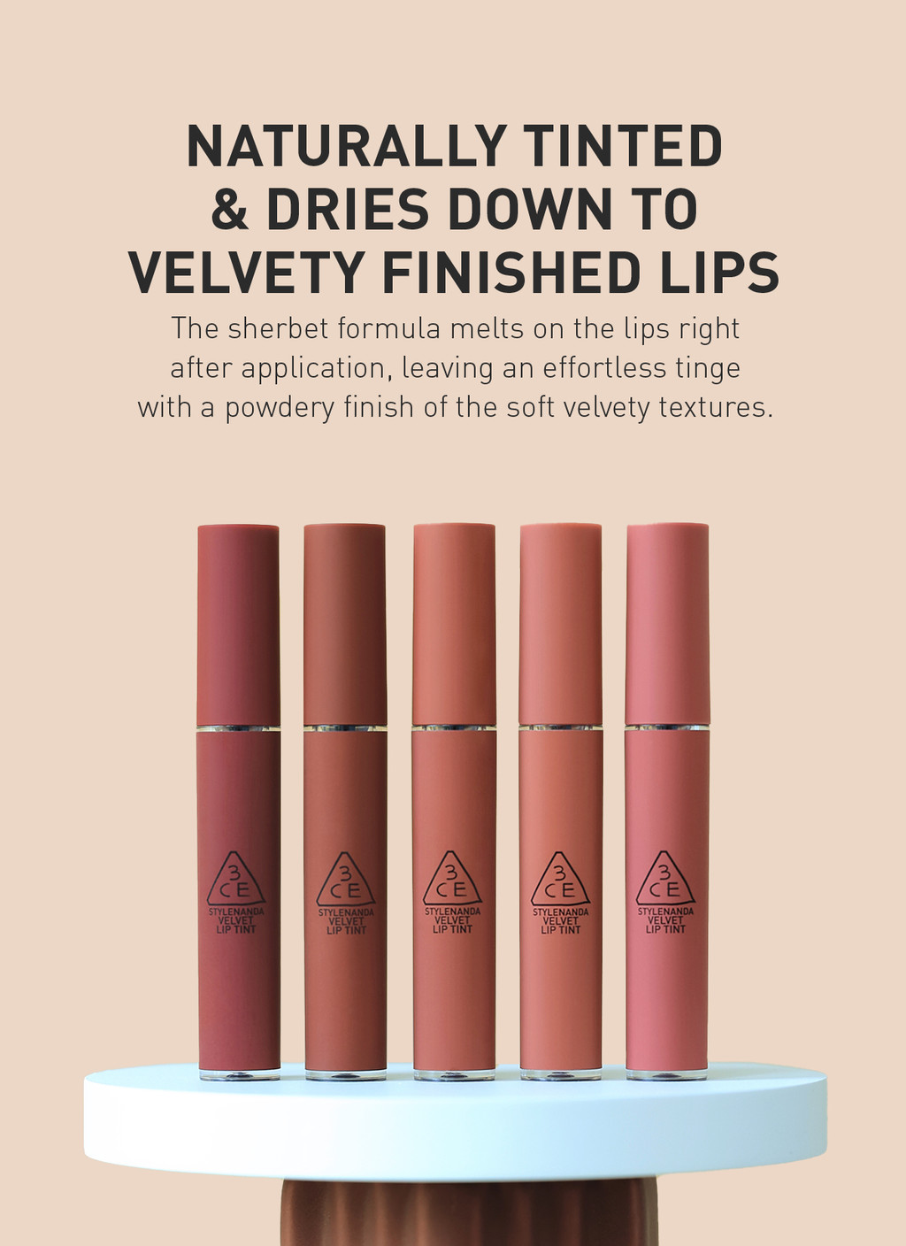 3CE Velvet lip tint lipstick, smooth matte creamy airy texture, with ...
