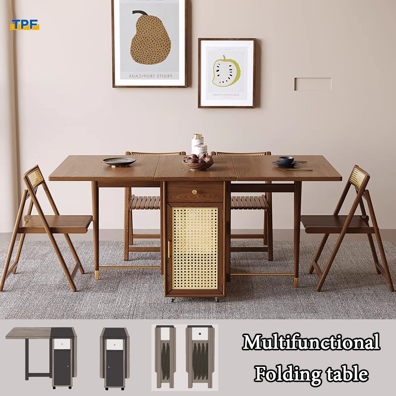 TPF Folding Table Foldable Dining Table Set With Storage | Chairs, Free ...