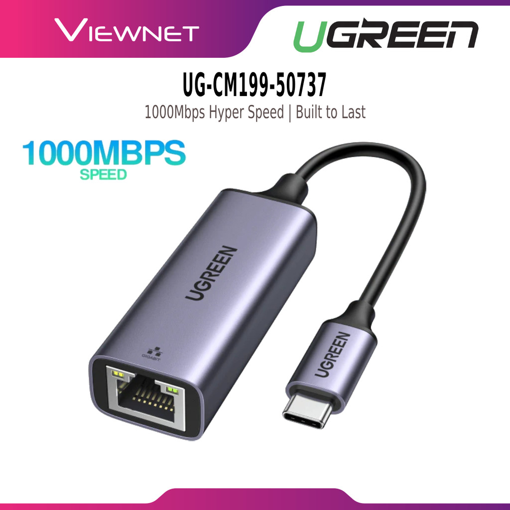 UGREEN CM199 USB-C 3.1 GEN 1 TO GIGABIT ETHERNET NETWORK ADAPTER CABLE ...