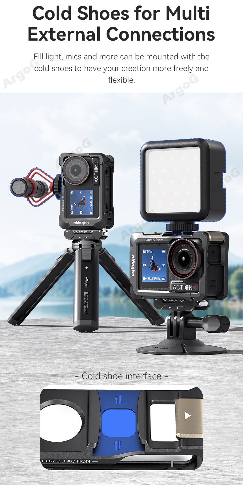 aMagisn Metal Frame Cage For DJI Osmo Action 5 Pro / Action 4/3 ...