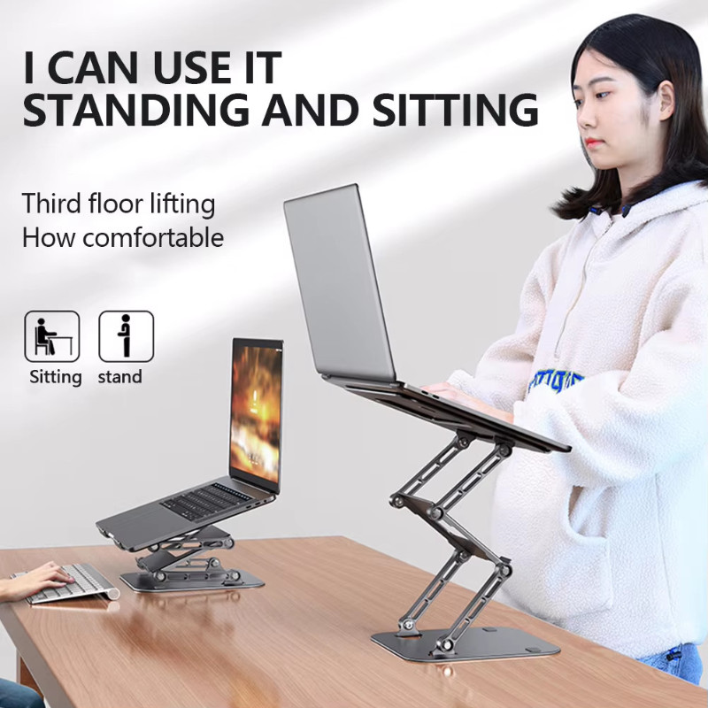 SG - Upgrade 3 Layers Laptop Stand Foldable Metal Computer Stand ...