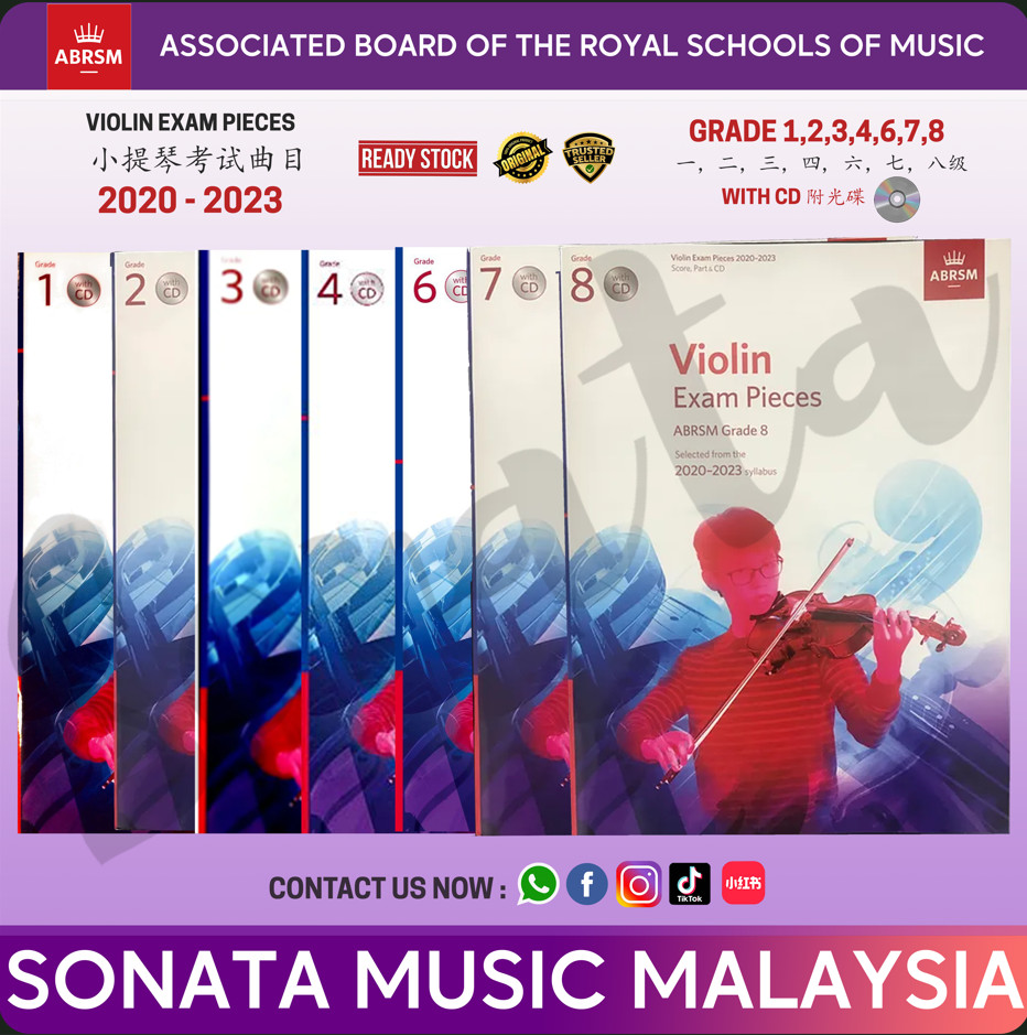 ABRSM MUSIC VIOLIN EXAM PCS YR 2020 TO 2023 GR 1 TO 8 CD British Royal ...