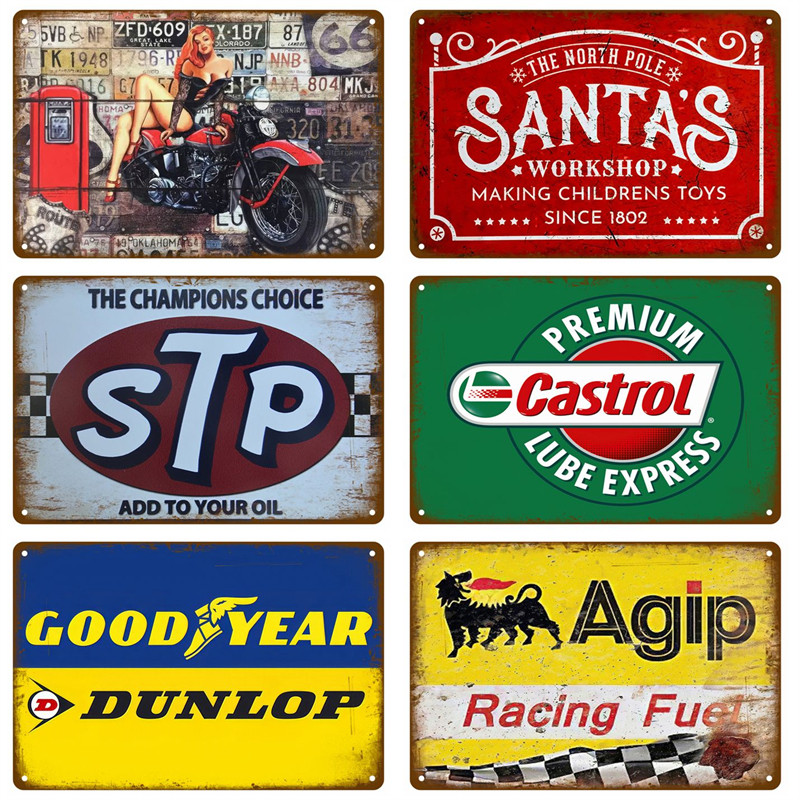 Wall Decoration Retro Motor Oil Gas Racing Metal Sign Vintage Poster ...