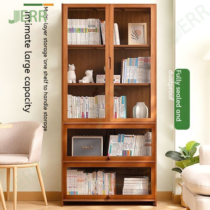 Wood Storage Boohelf With Door Dust-proof Locker Display Cabinet ...