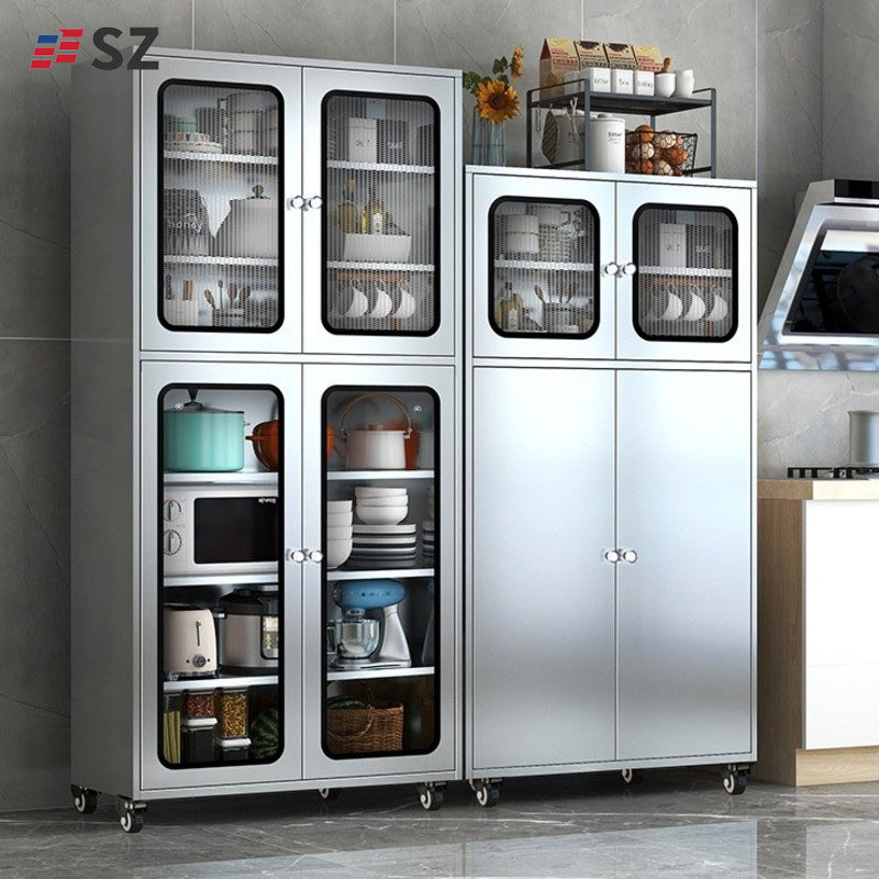 Kitchen Cabinets Rack Dining Sideboard Thickened Stainless Steel ...