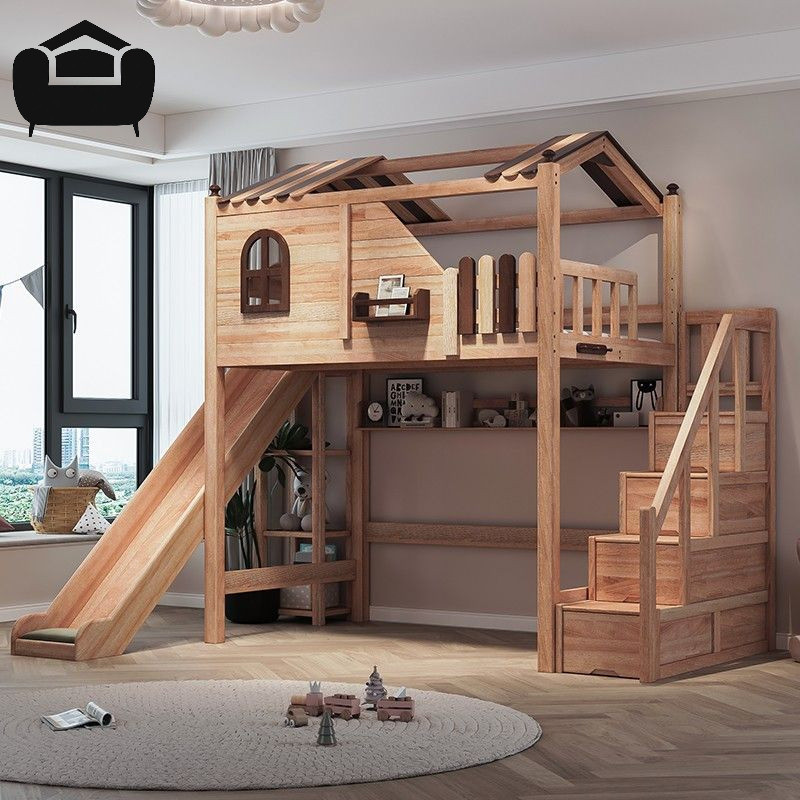 HH Loft Bed Solid Wood Elevated Bed Sheet Upper Bed Bottom Empty Custom ...