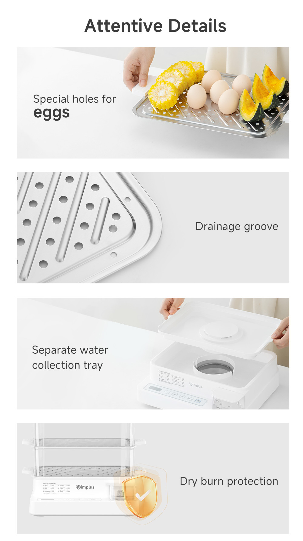 INSSA Electric Food Steamer 3 Tier 21L Large Capacity 1300W ...