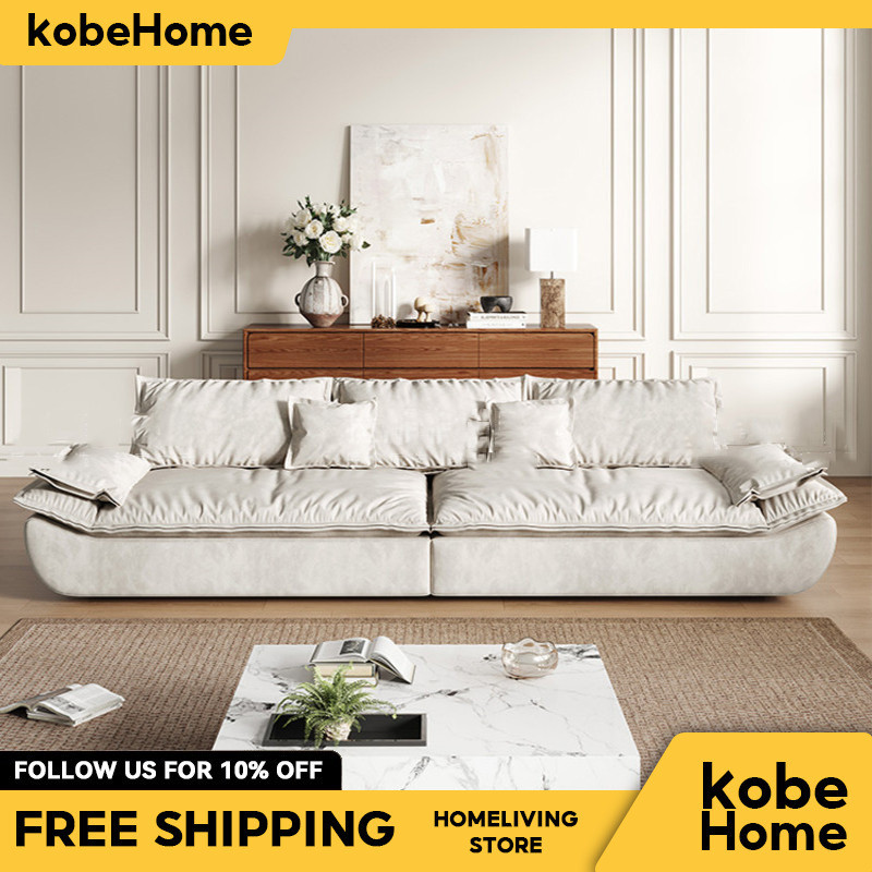 Sailboat Sofa Living Room Frosted Fabric Large Seat Deep Down Creamy ...