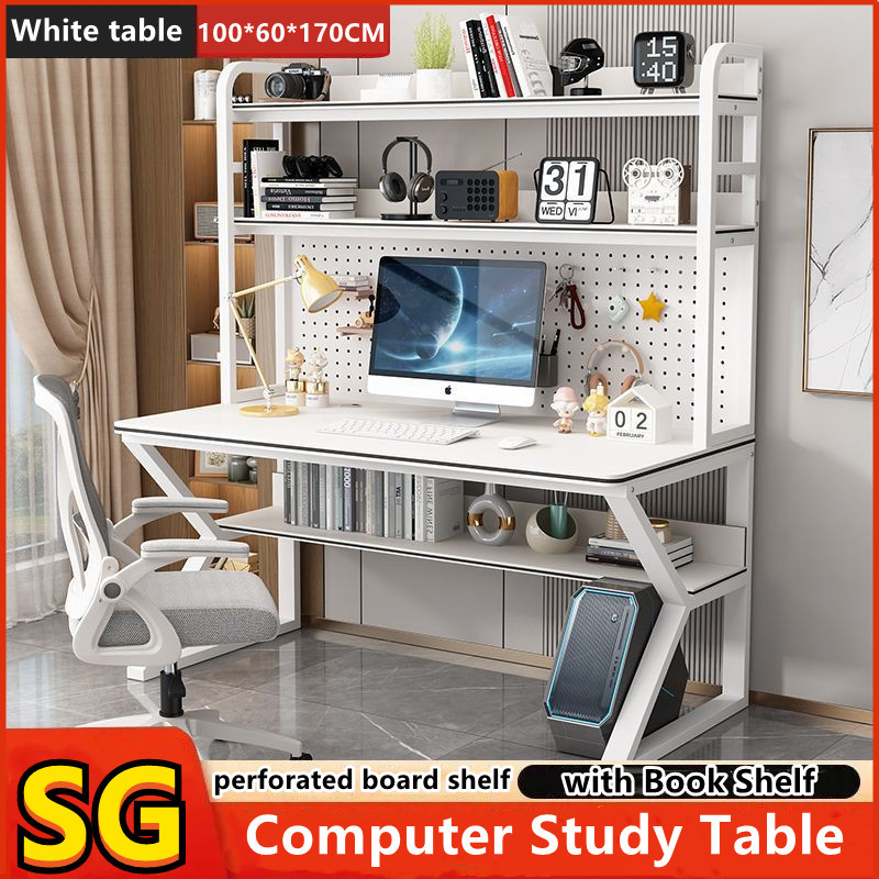 Computer Table with Book Shelf Student Study Desk Home Office Table PC ...