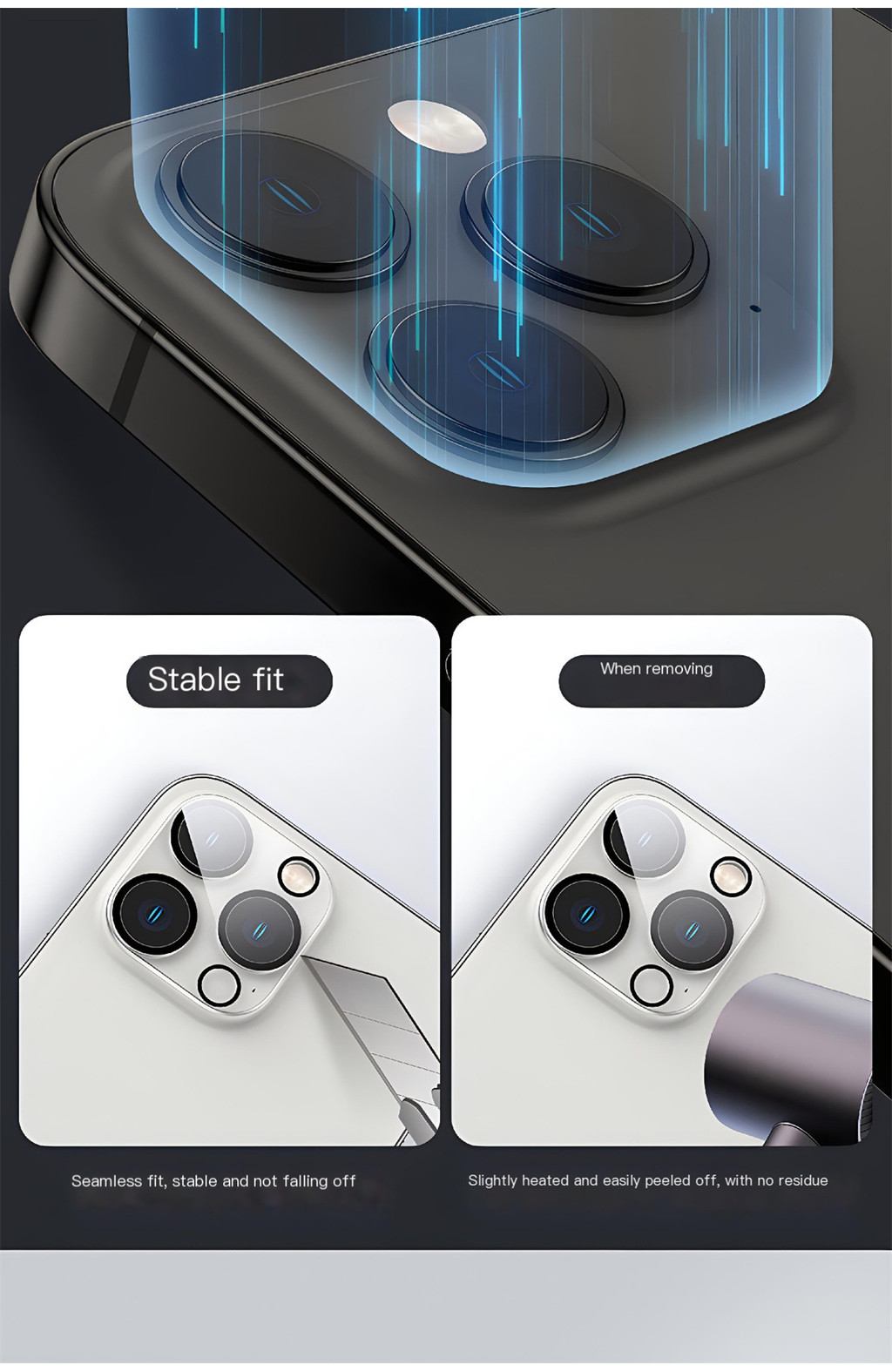 2 Pcs Camera Lens Protector for IPhone 16 15 13 14 Pro Max Plus Mini Screen Protector Cover for ...