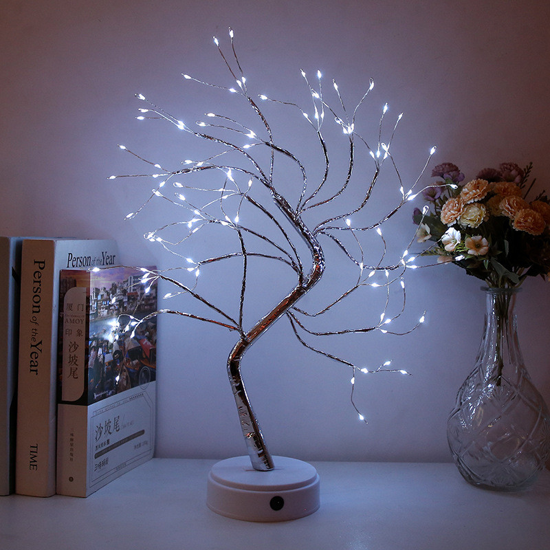 Tabletop Bonsai Tree Branch LED Wire String Night Light With Touch USB ...